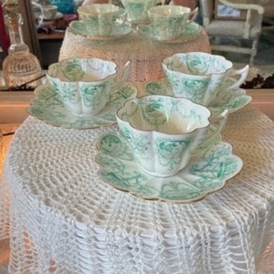 Early Shelley Foley Wileman, C1896, Aqua and White Neoclassical Tea Set ...