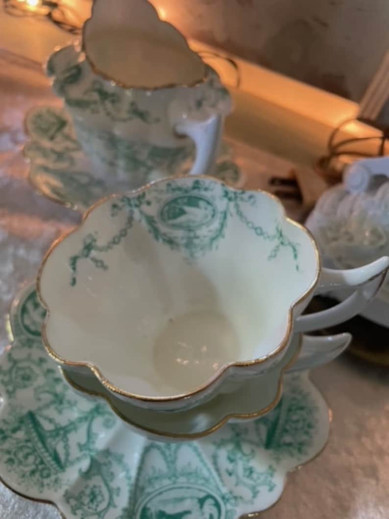 Early Shelley Foley Wileman, C1896, Aqua and White Neoclassical Tea Set ...