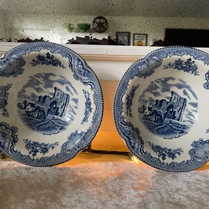 Johnson Brothers Blue and White Transferware Set, Teacups and Bowls ...