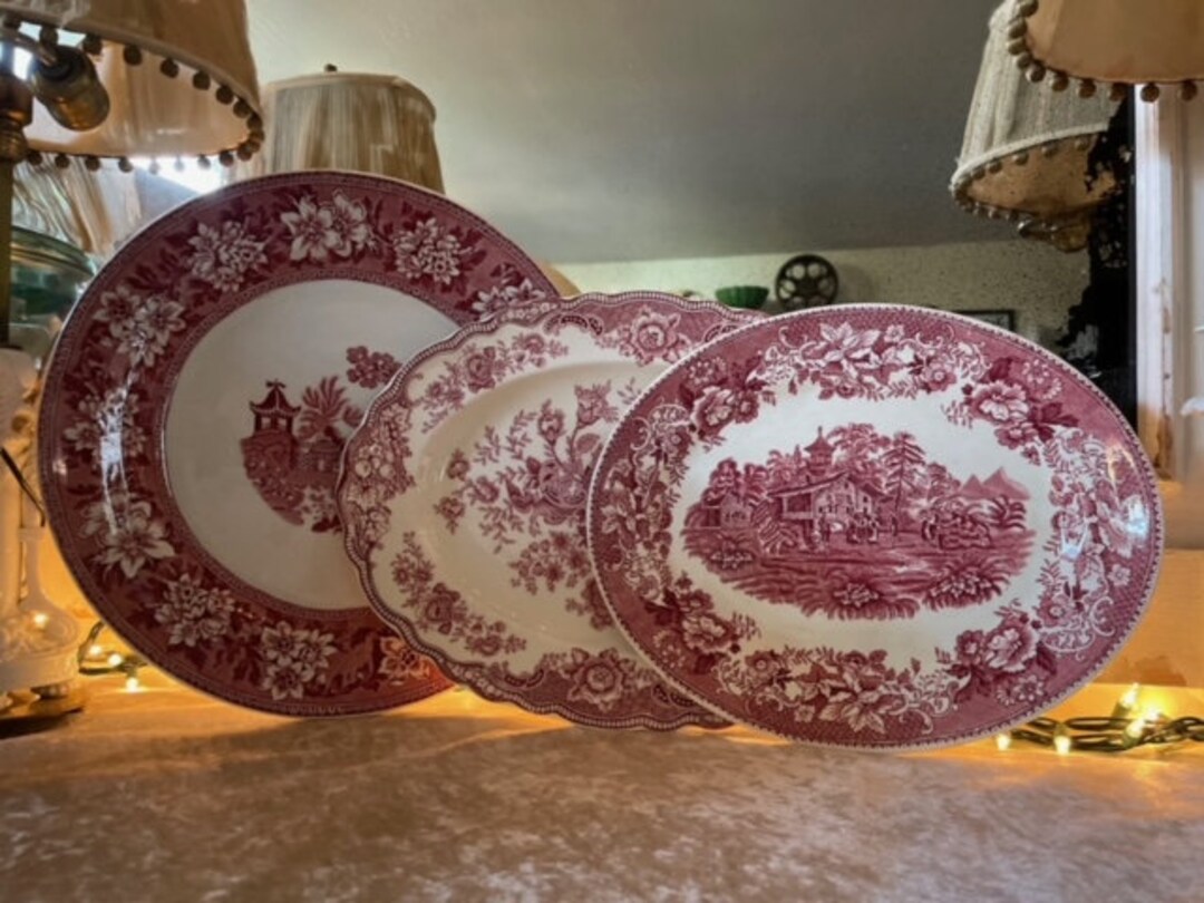 Red and White Delight Vintage Ironstone, Mismatched Red, White ...