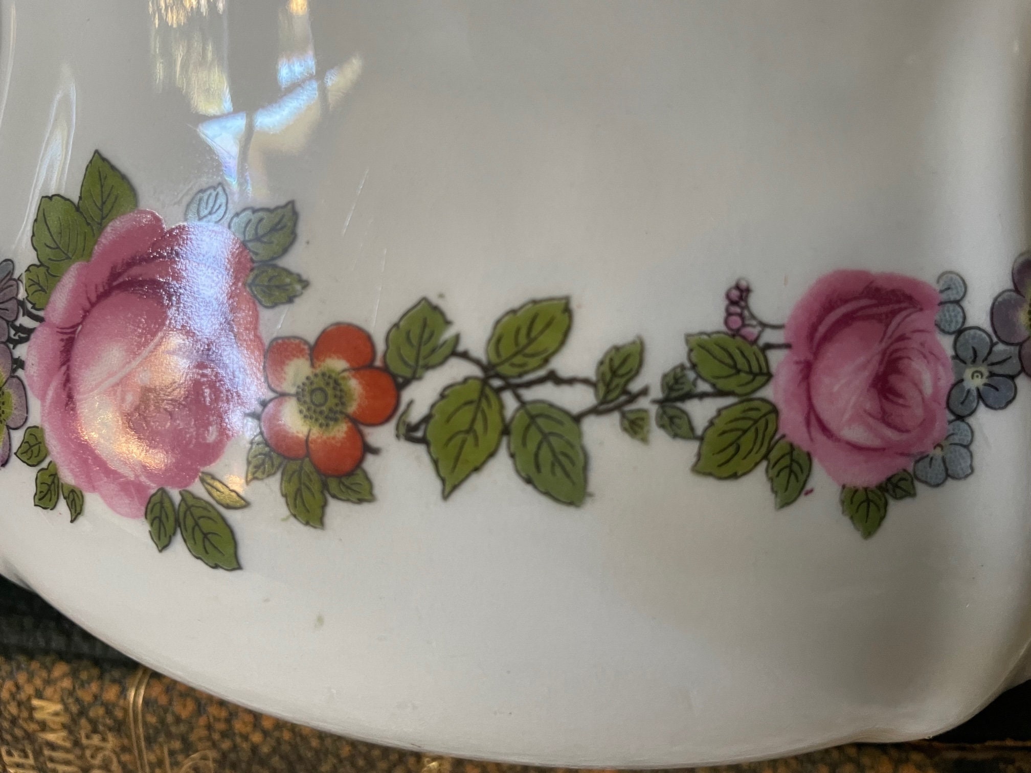 Wood & Sons Chamber Pot, Green Painted Trim, Polychrome Floral, Pink ...