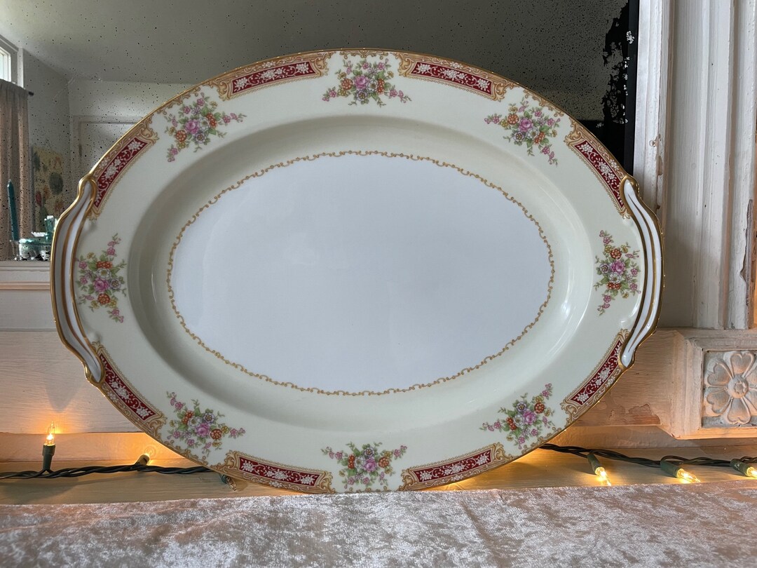 Noritake Made in Occupied Japan Oval Red Floral Serving Platter - Etsy