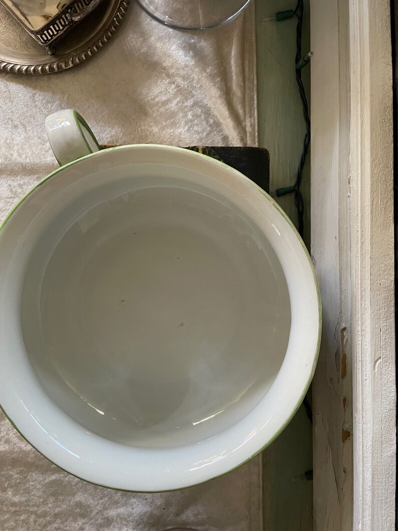 Wood & Sons Chamber Pot Green Painted Trim Polychrome - Etsy