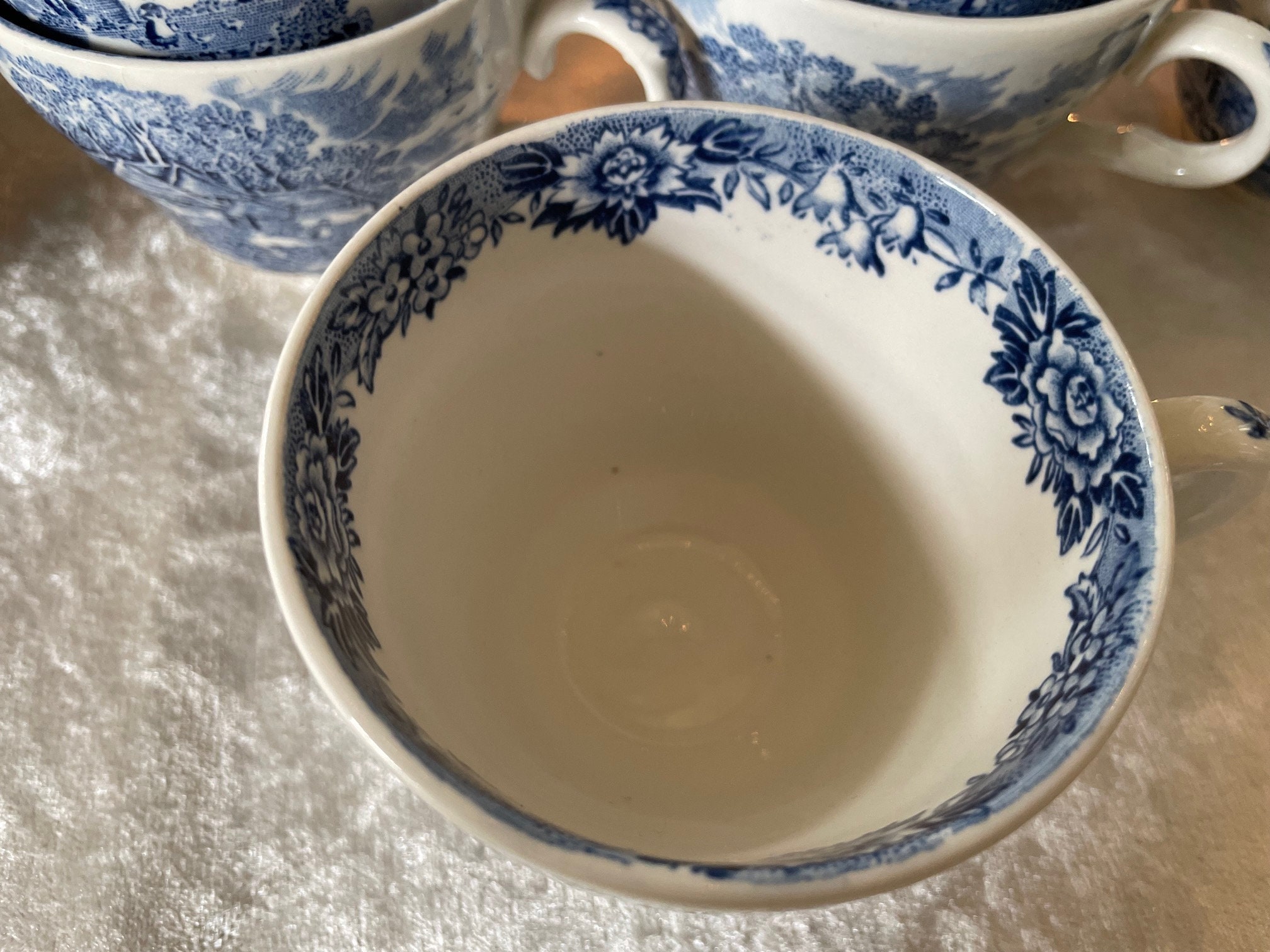 Johnson Brothers Blue and White Transferware Set, Teacups and Bowls ...
