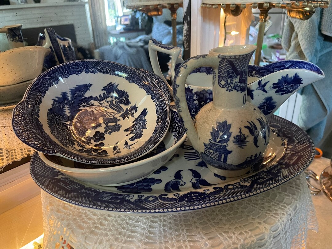 Antique Blue Willow Dinnerware Various Makers, Staffordshire Ironstone ...