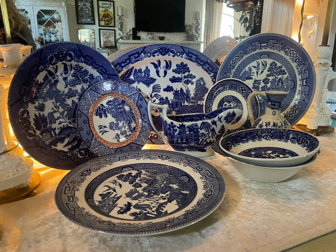 Antique Blue Willow Dinnerware Various Makers, Staffordshire Ironstone ...