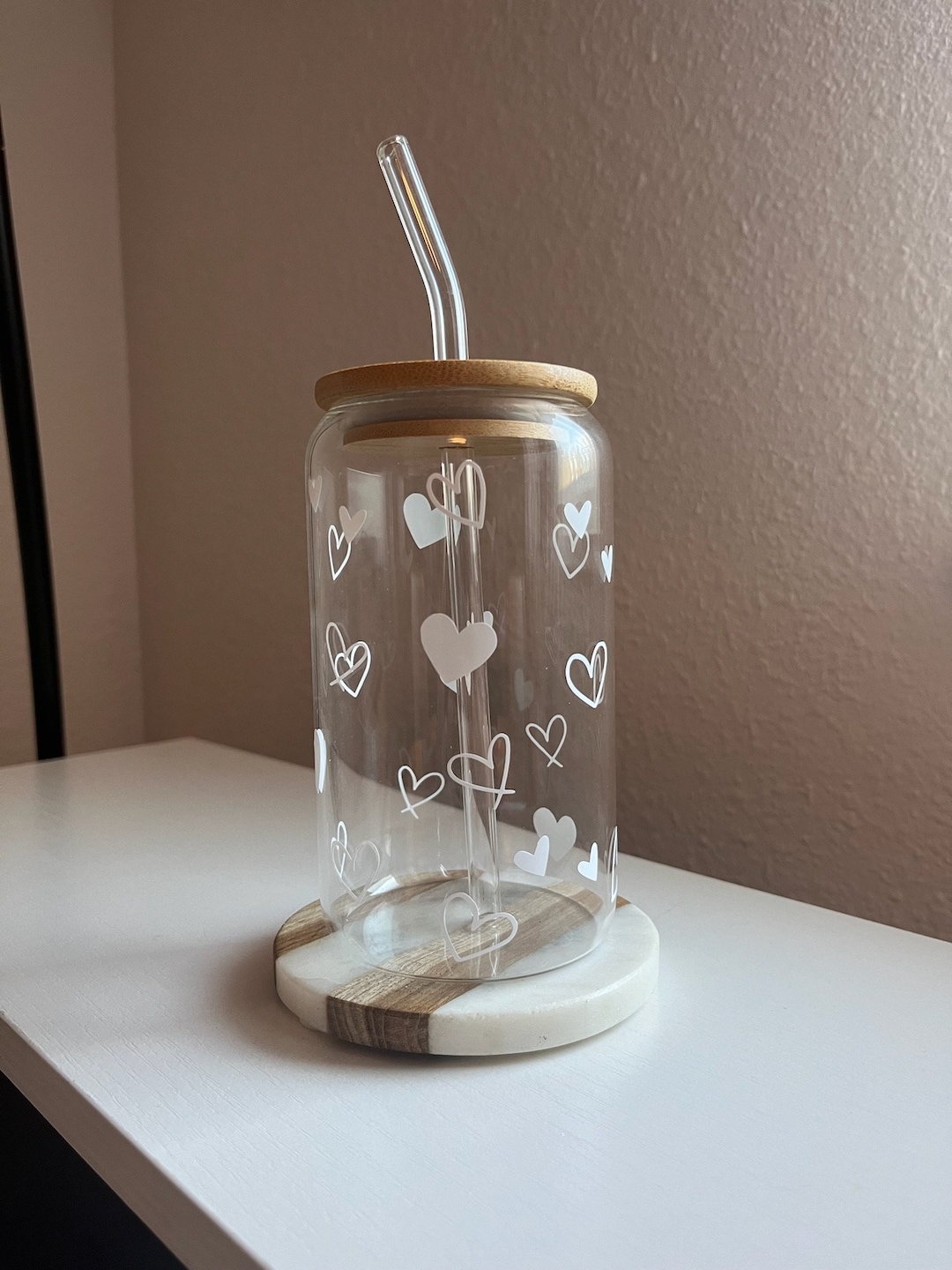 Iced Coffee Cup With Heart Design - Etsy