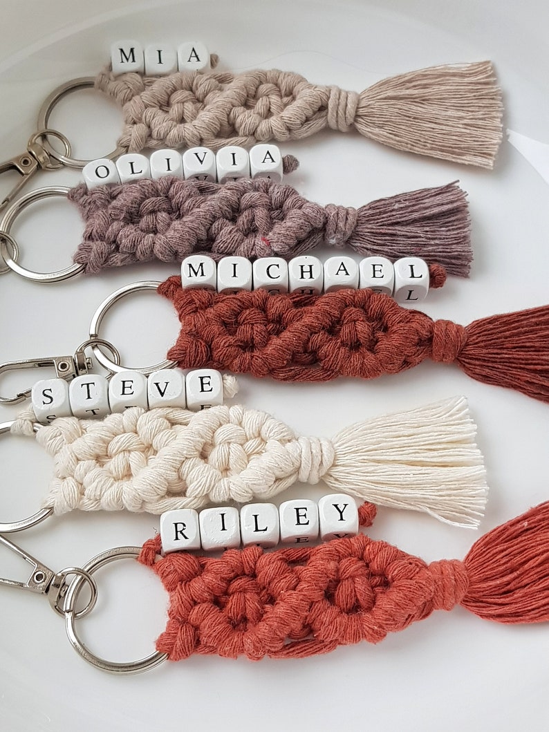 Macrame Keychain With Name | Custom Name Macrame Keychain ...