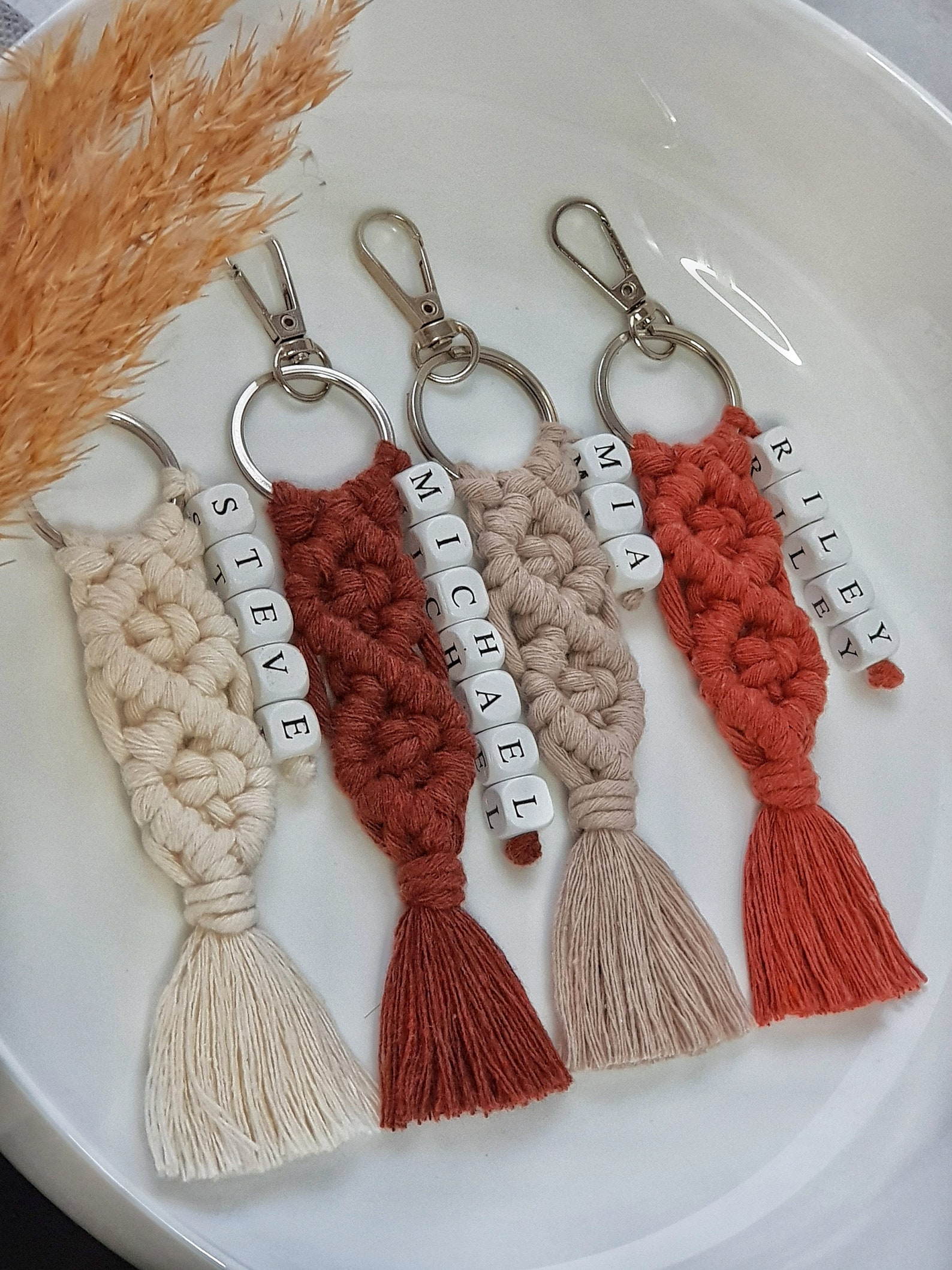 Macrame Keychain With Name | Custom Name Macrame Keychain ...