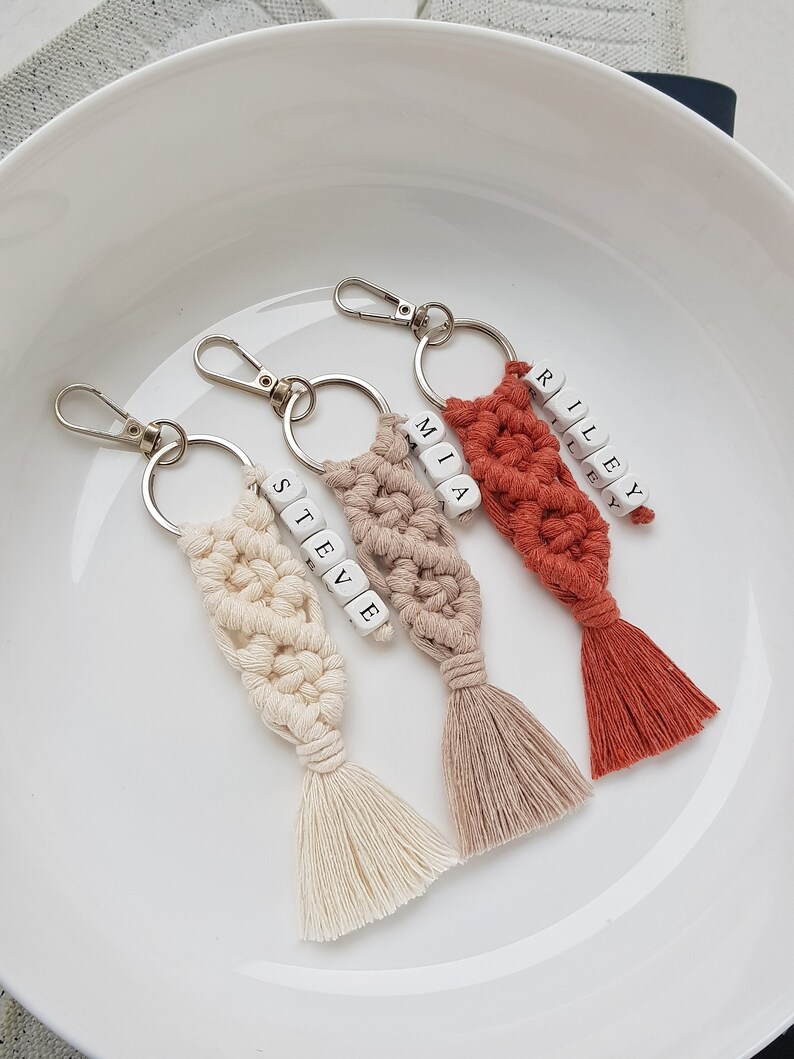Macrame Keychain With Name | Custom Name Macrame Keychain | Bachelorette Gifts|personalized ...