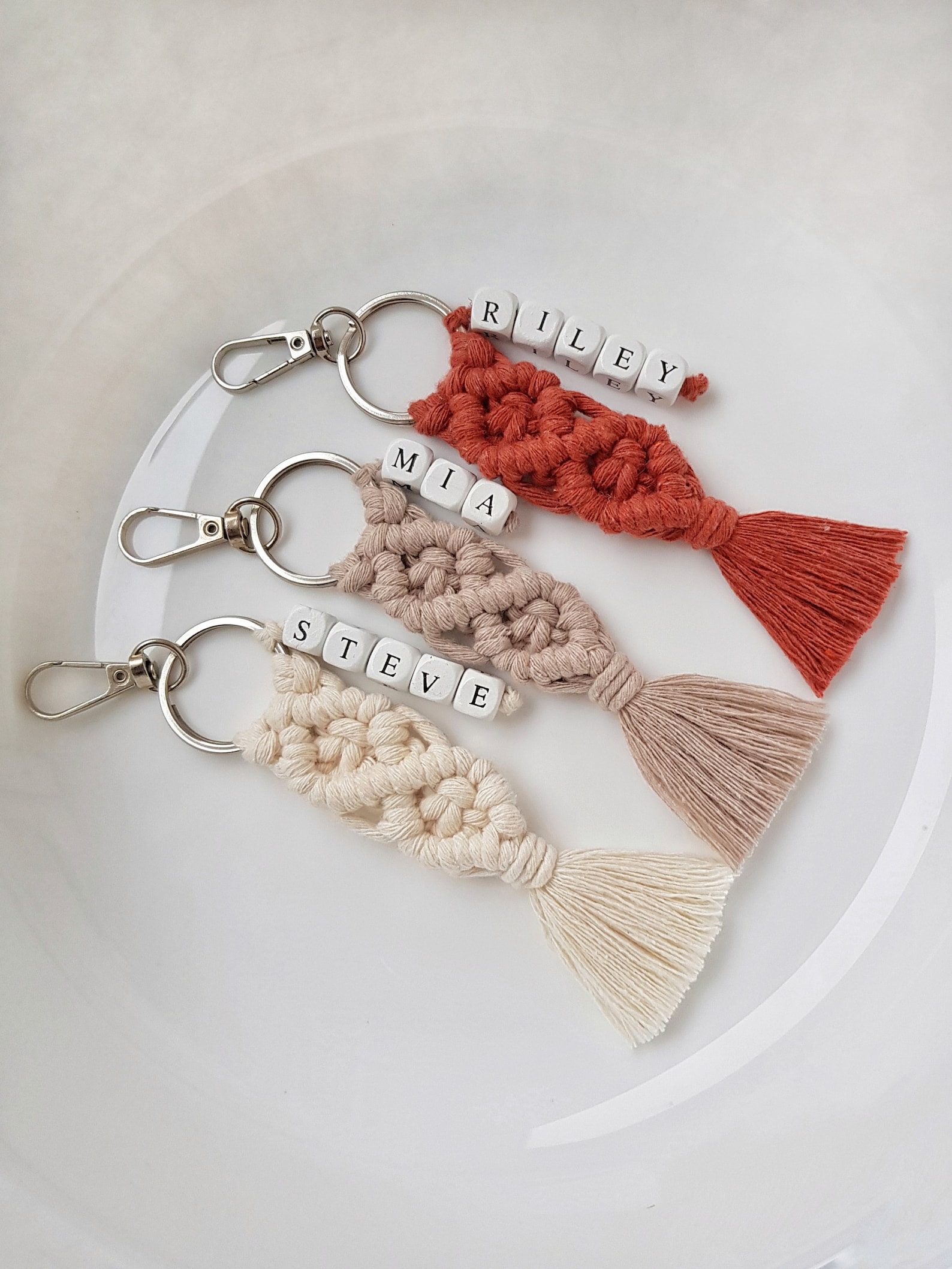 Macrame Keychain With Name Custom Name Macrame Keychain Bachelorette ...