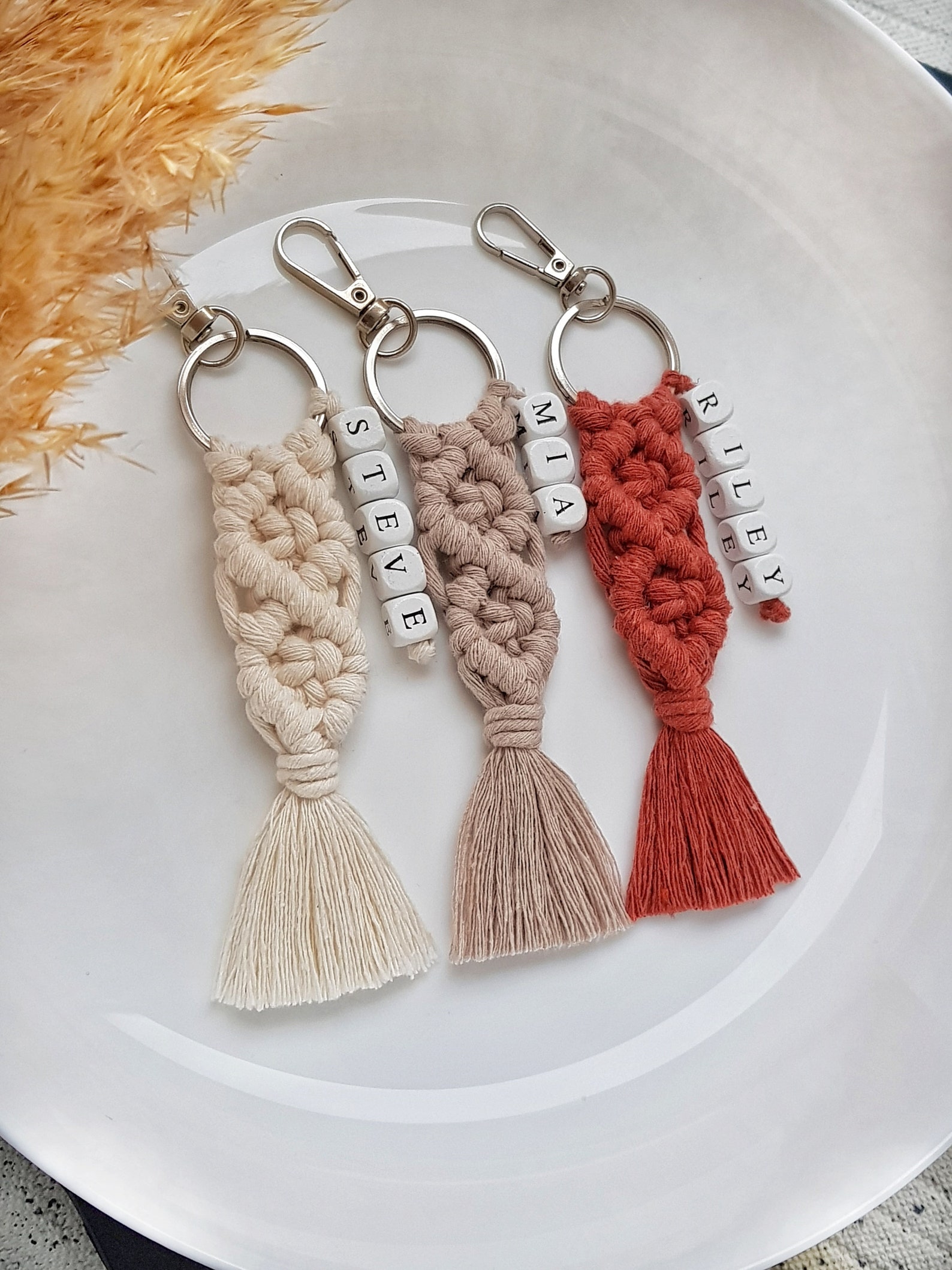 Macrame Keychain With Name | Custom Name Macrame Keychain ...