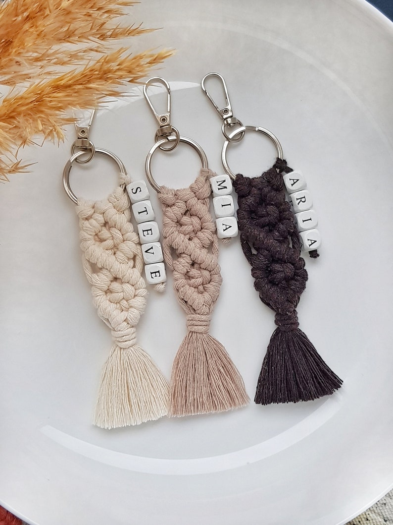 Macrame Keychain With Name | Custom Name Macrame Keychain ...