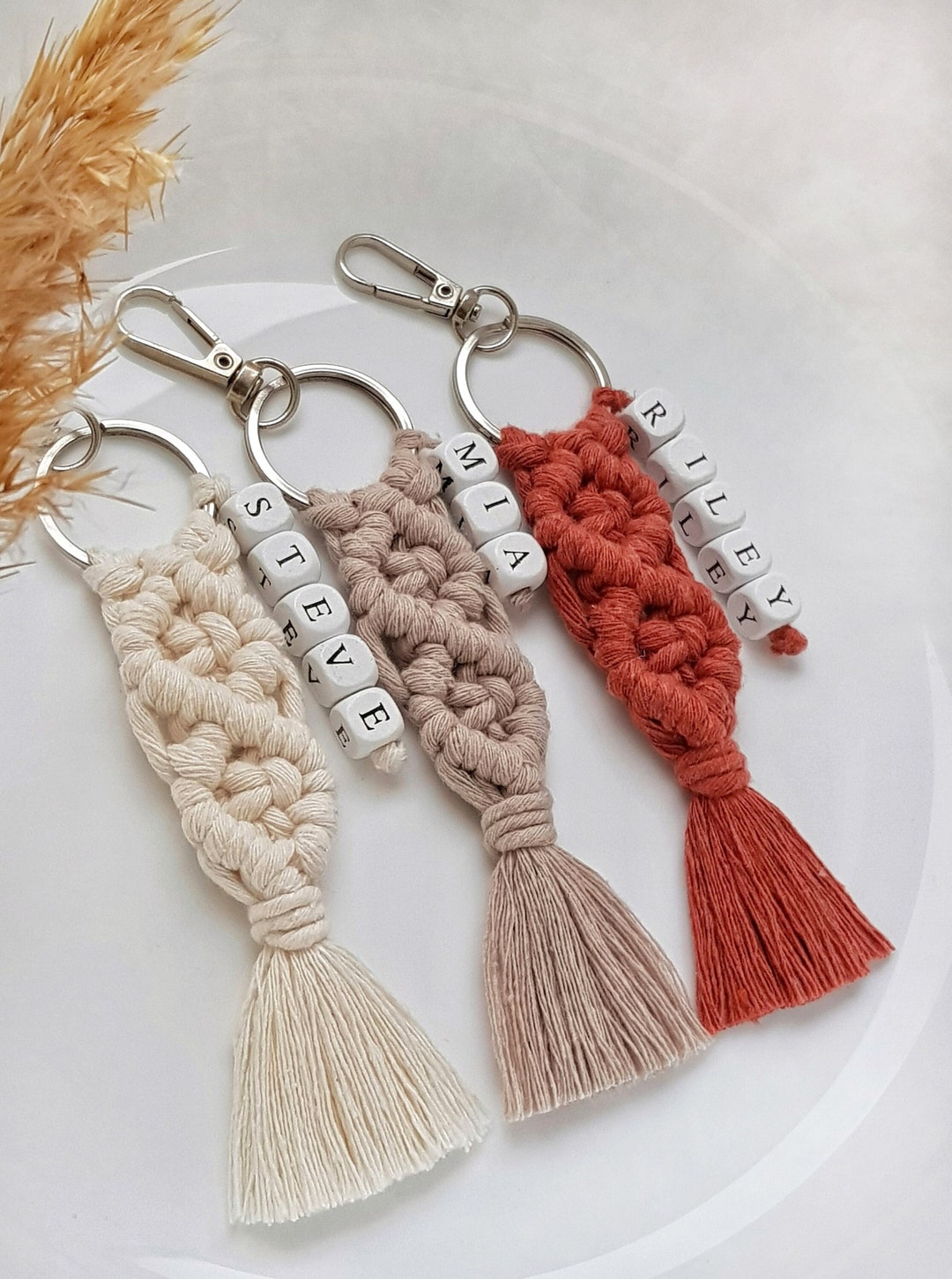Macrame Keychain With Name | Custom Name Macrame Keychain ...
