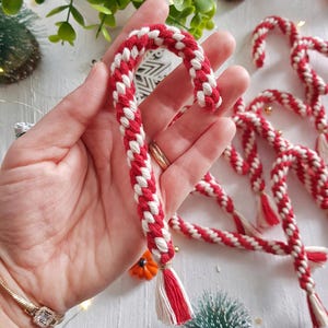 Handmade Boho Macrame Candy Cane Ornament - Cozy Christmas Candy Decor, Unique Family Gift ...