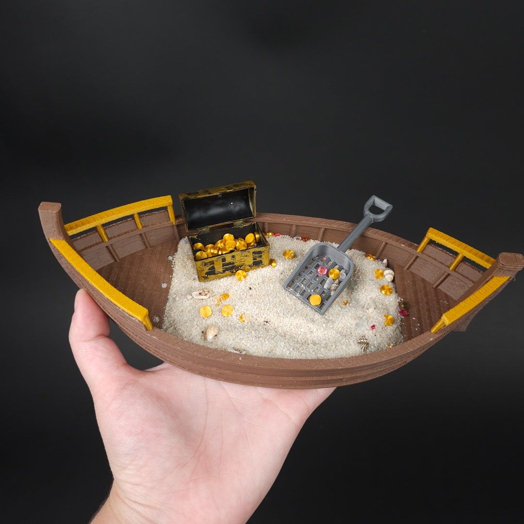Mini Pirate Ship Sensory Sandbox 3D Printed Includes Sand & Treasure ...