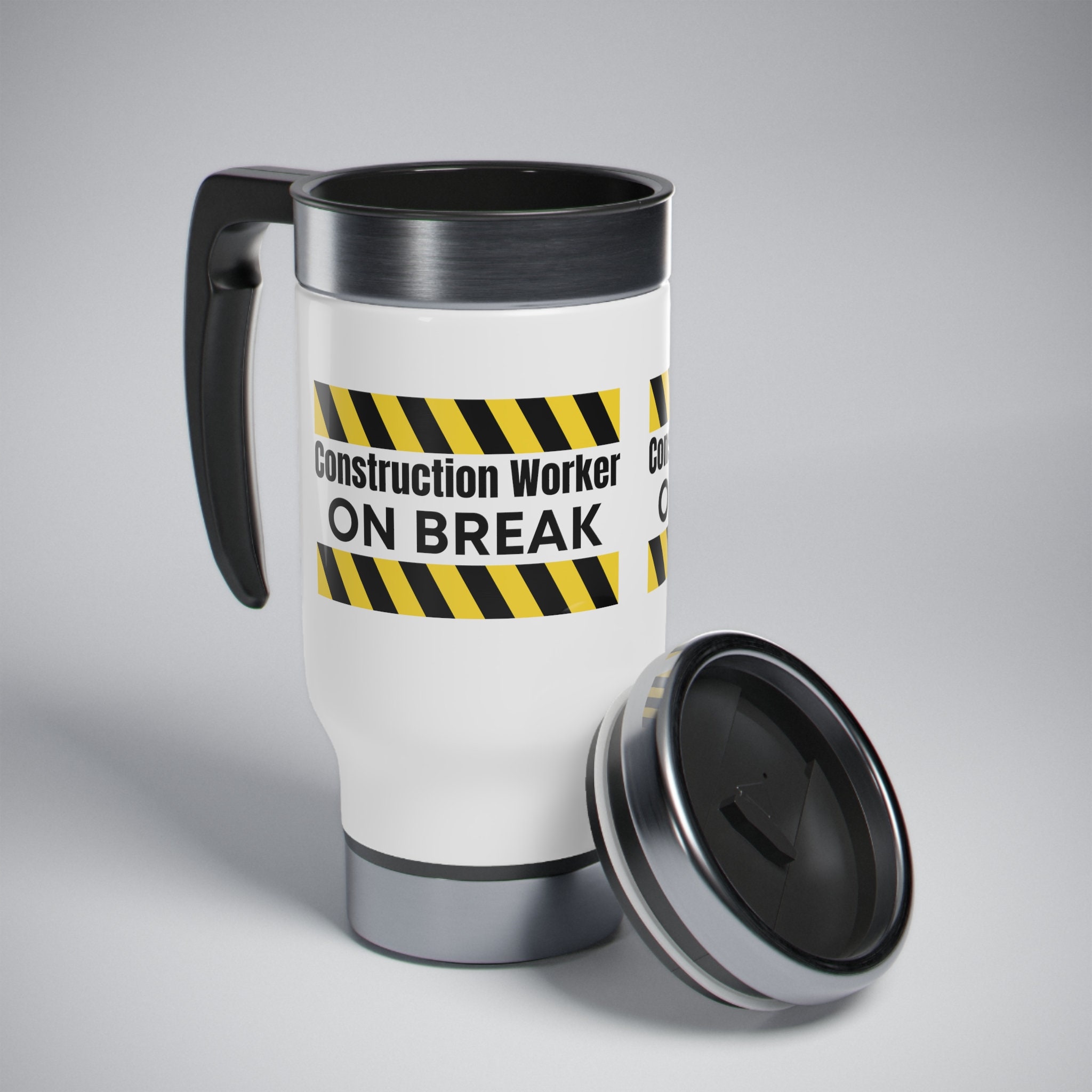 Travel Mug With Handle, 14oz Mug, Coffee to Go, Construction Worker on ...