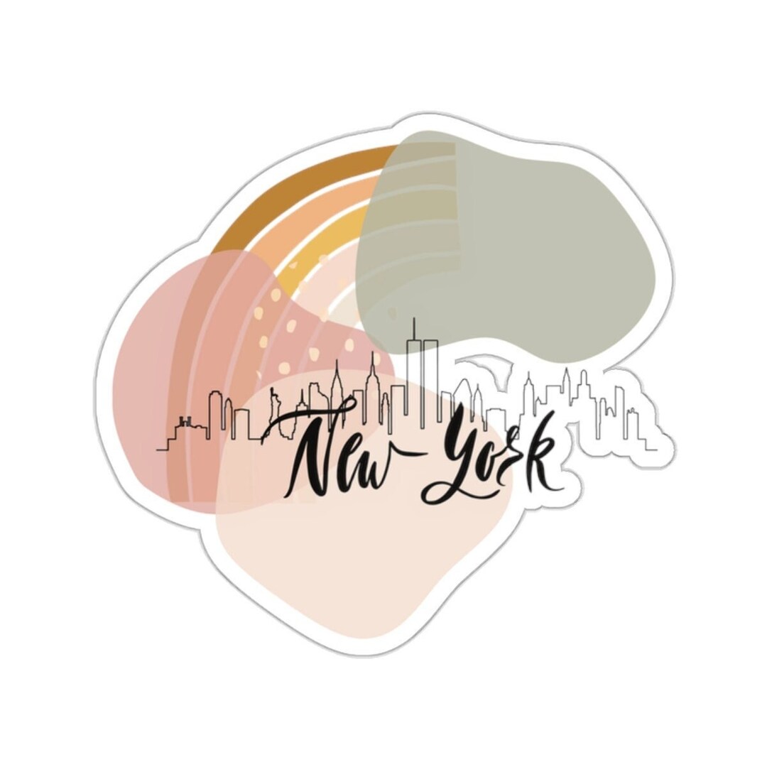 New York Sticker, Bohemian Style, Boho Art, Pastel Color, Kiss-cut ...