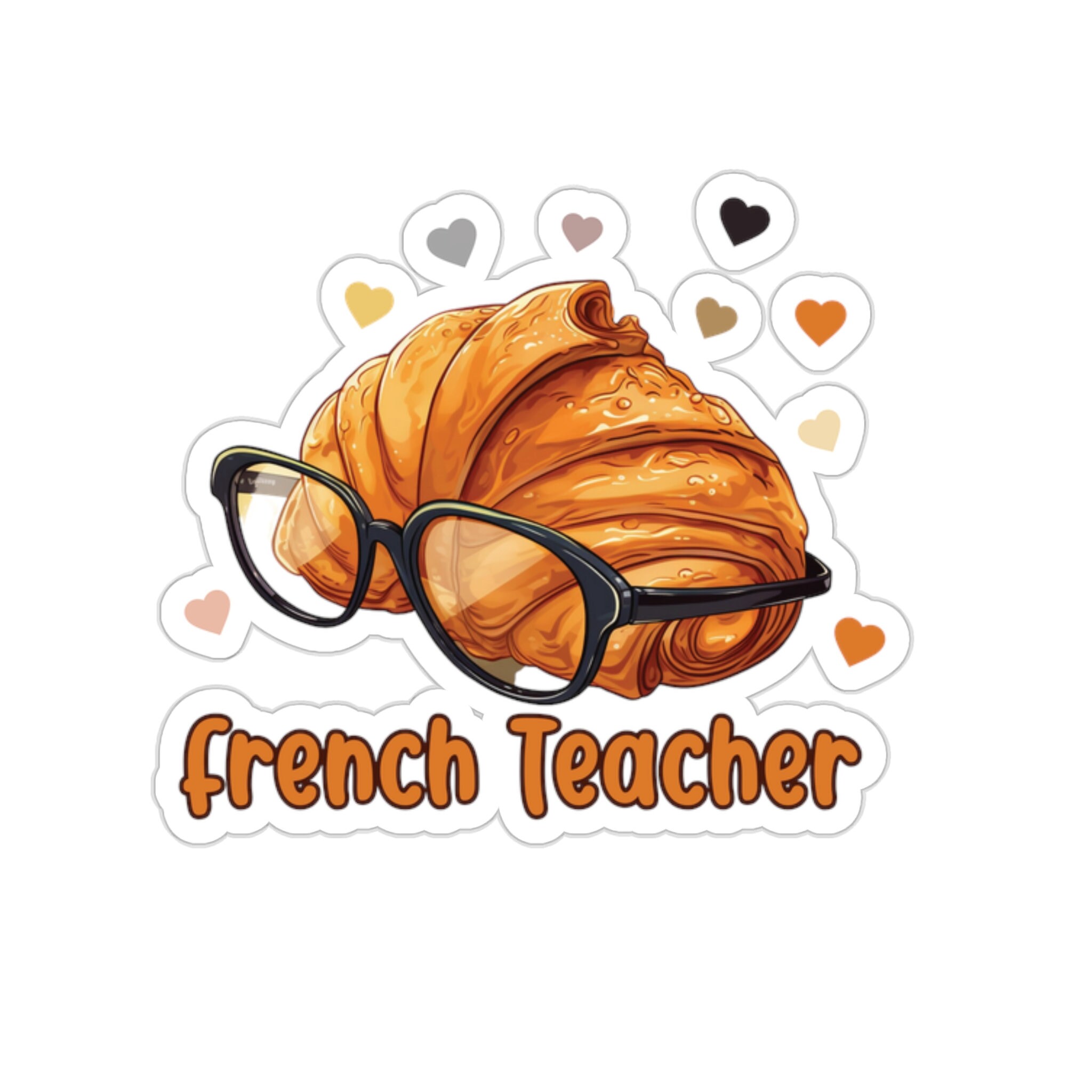 French Teacher, Croissant Decal With Glasses, Funny French Sticker ...