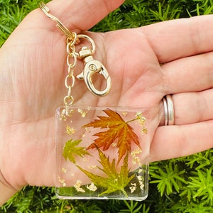 Real Maple Leaf Keychain for Women, New Car Gift, Autumn Resin Keyring ...