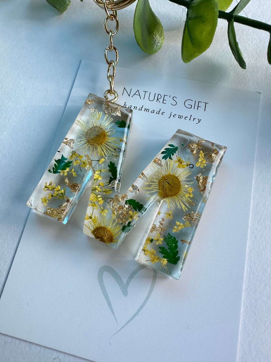 Personalized Initial Resin Keychain, Wildflower Gift for Teen, Sweet 16 ...