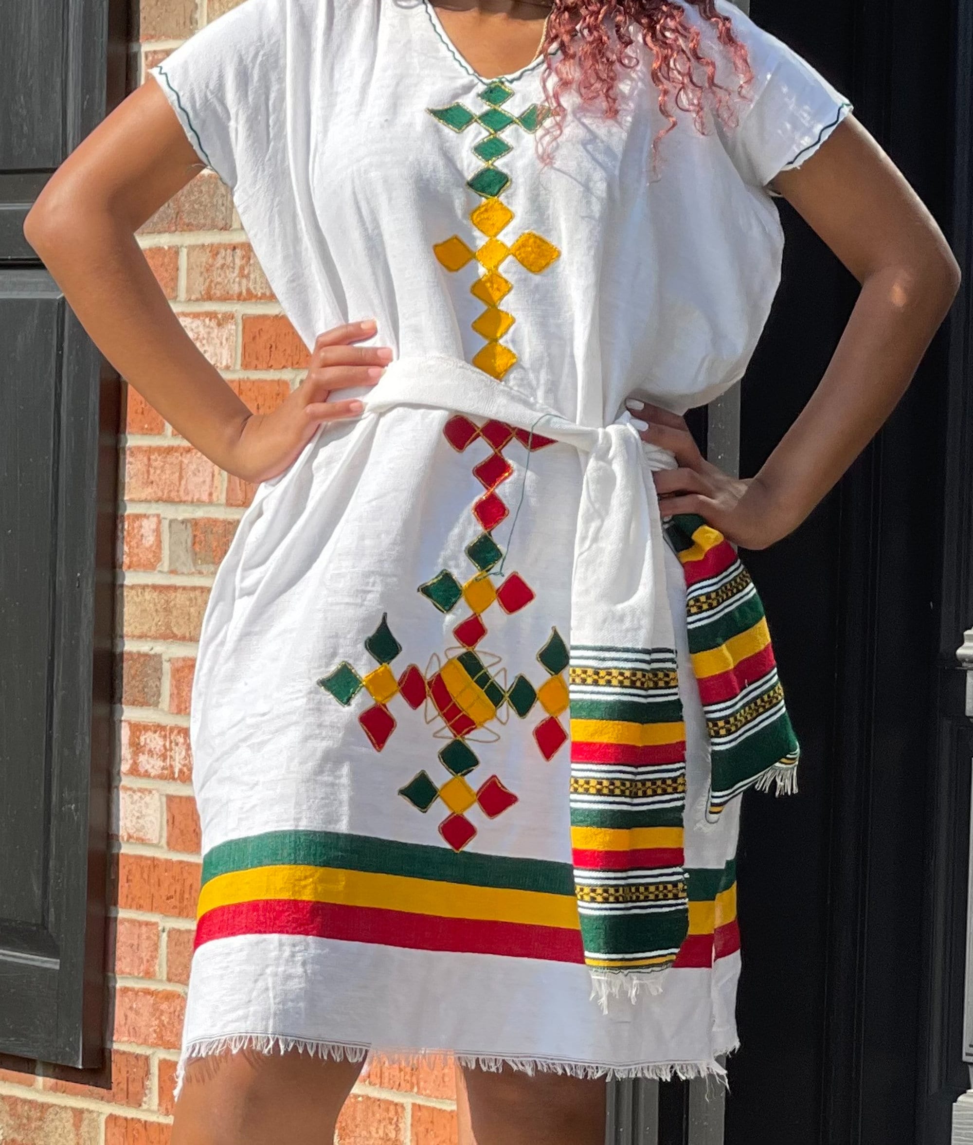 African Clothing Ethiopian Hand Made Coffee Dress With Scarf and Yarn ...