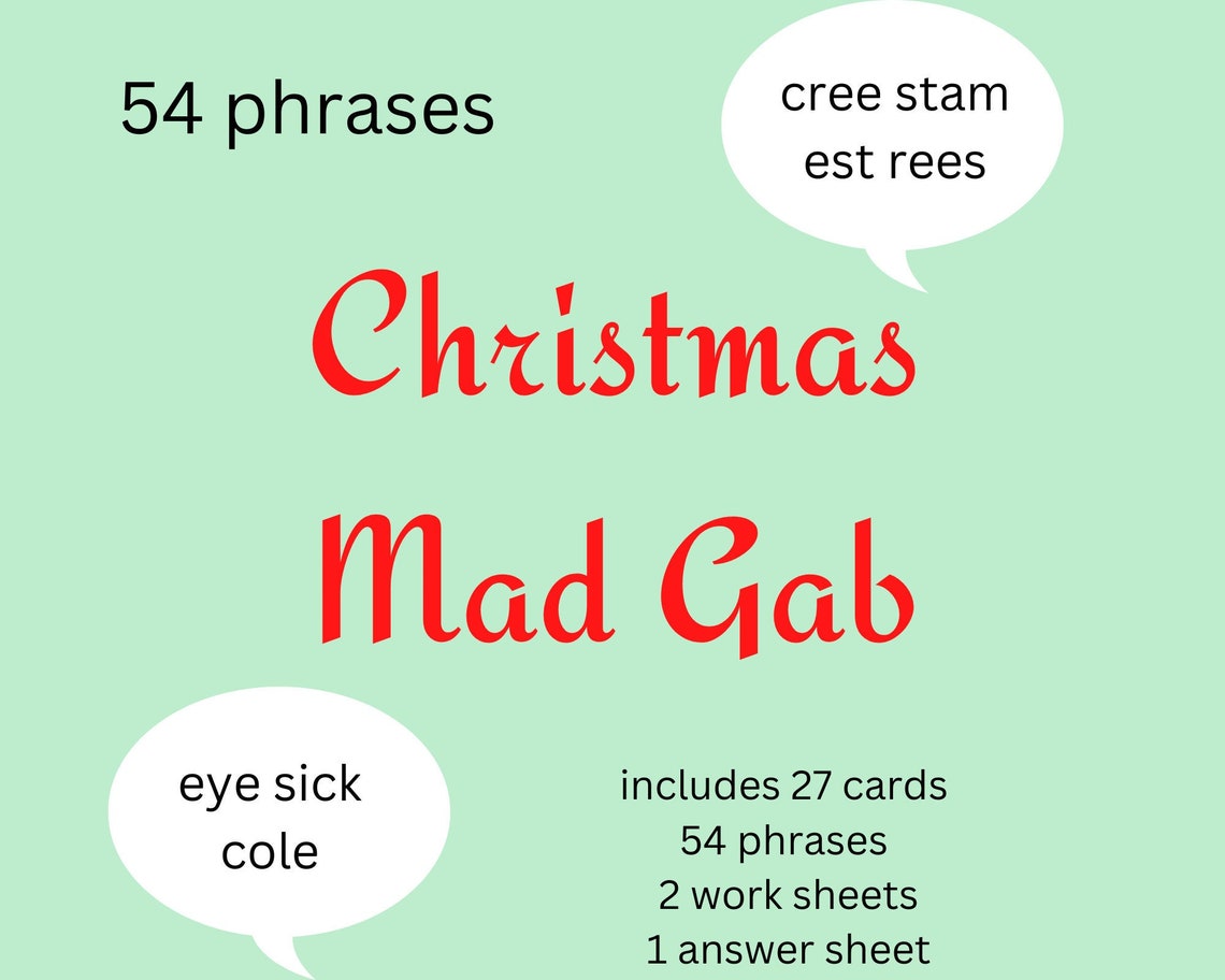 Christmas Mad Gab Bundle; Christmas Printable Party Game; Fun Group ...