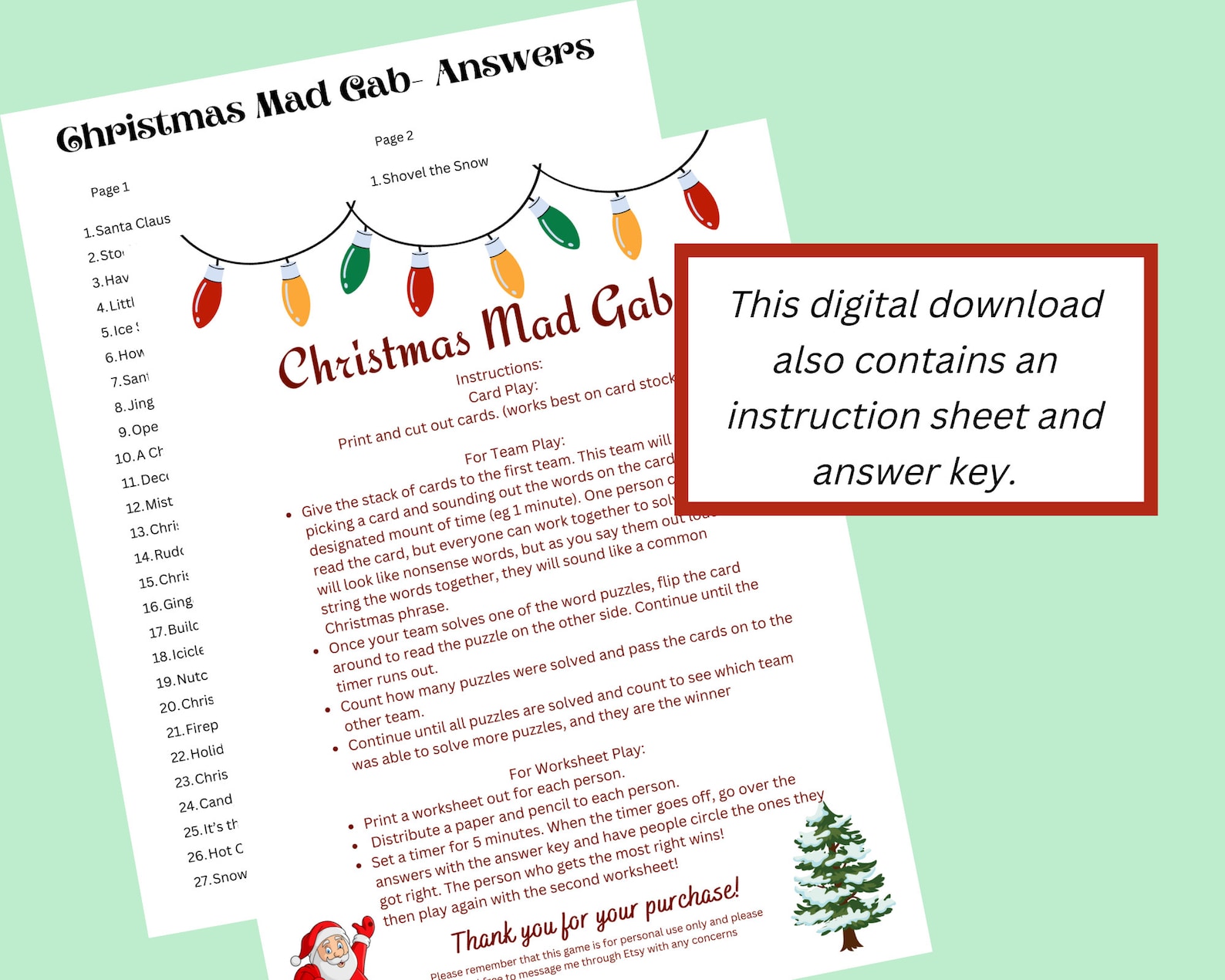 Christmas Mad Gab Bundle; Christmas Printable Party Game; Fun Group ...