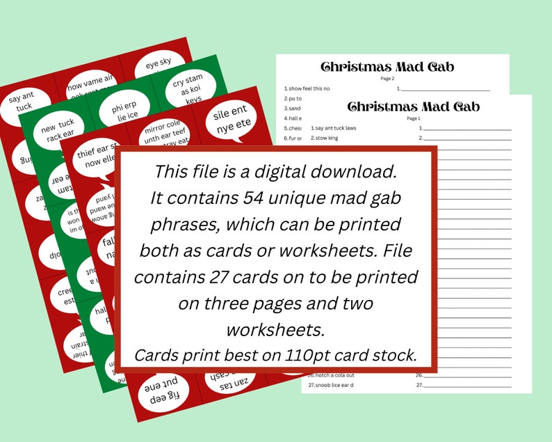 Christmas Mad Gab Bundle; Christmas Printable Party Game; Fun Group ...