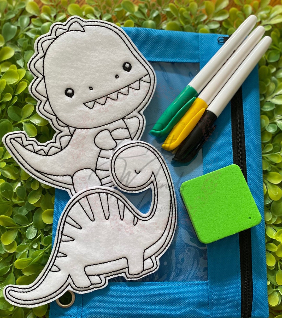 Reusable Flat Dinosaur 2 Coloring Pal Activity Kit Coloring Dolls Vinyl ...