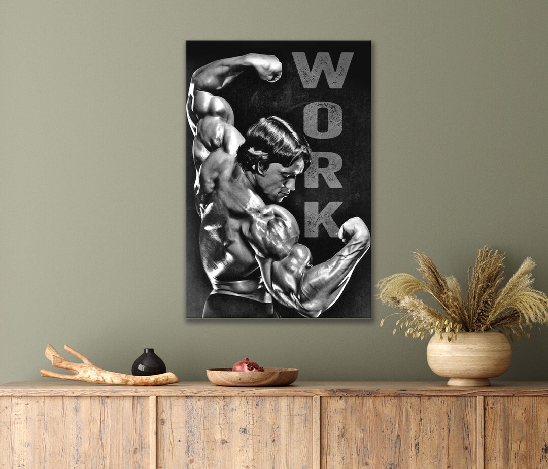 Strong Man Flexing His Muscles With the Word work 40x60cm Canvas or ...