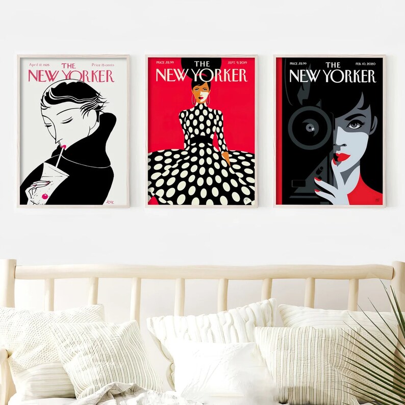 Set of 3 Prints Set, Magazine Cover Wall Art, New Yorker Print, Fashion ...