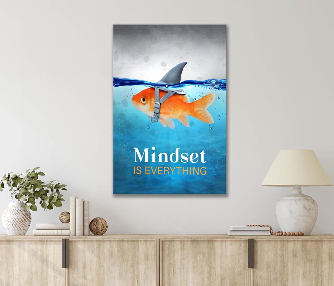 Mindset is Everything, Fish With Shark Fin in Its Mouth 40x60cm Canvas ...