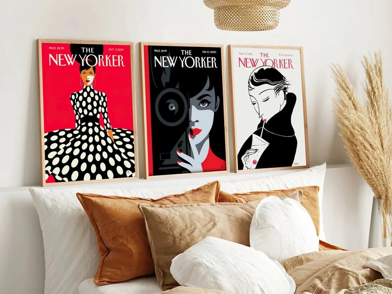 Set of 3 Prints Set, Magazine Cover Wall Art, New Yorker Print, Fashion ...