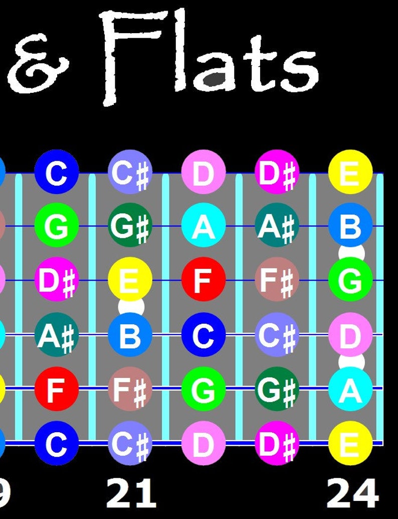 Notes on 24 Fret Guitar Neck - Sharps & Flats - Etsy