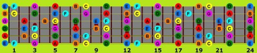 All Natural Notes on 24 Fret Guitar Neck - Etsy