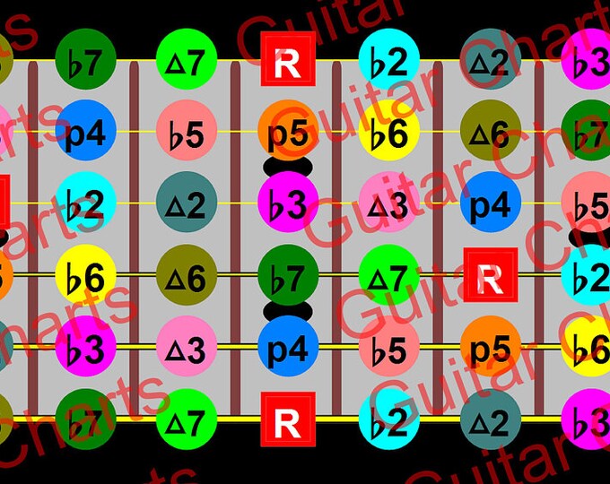 Natural Major Guitar Chords CAGED SHAPES CHART - Etsy Canada
