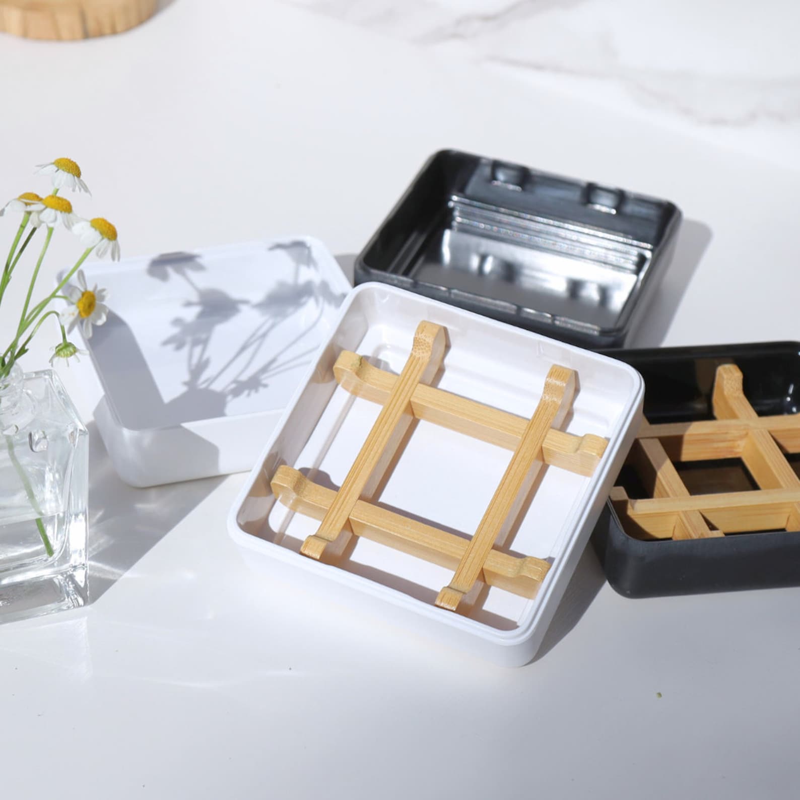 Plastic-free Soap Box With Lid Portable Shampoo Bar Container Bamboo ...