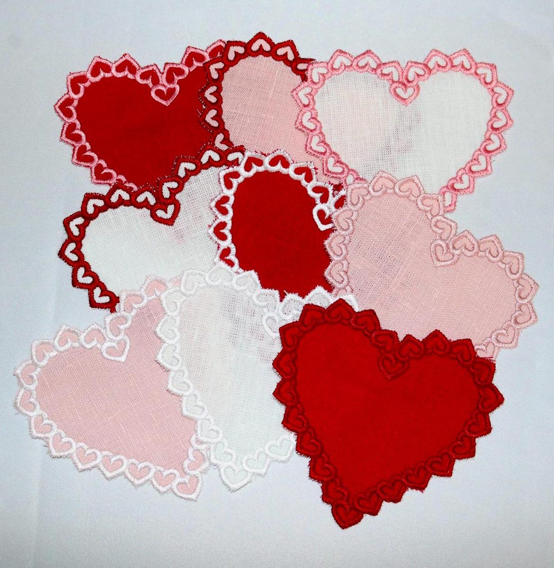 Heart Linen Cocktail Napkins With Heart Embroidered Edge - Etsy
