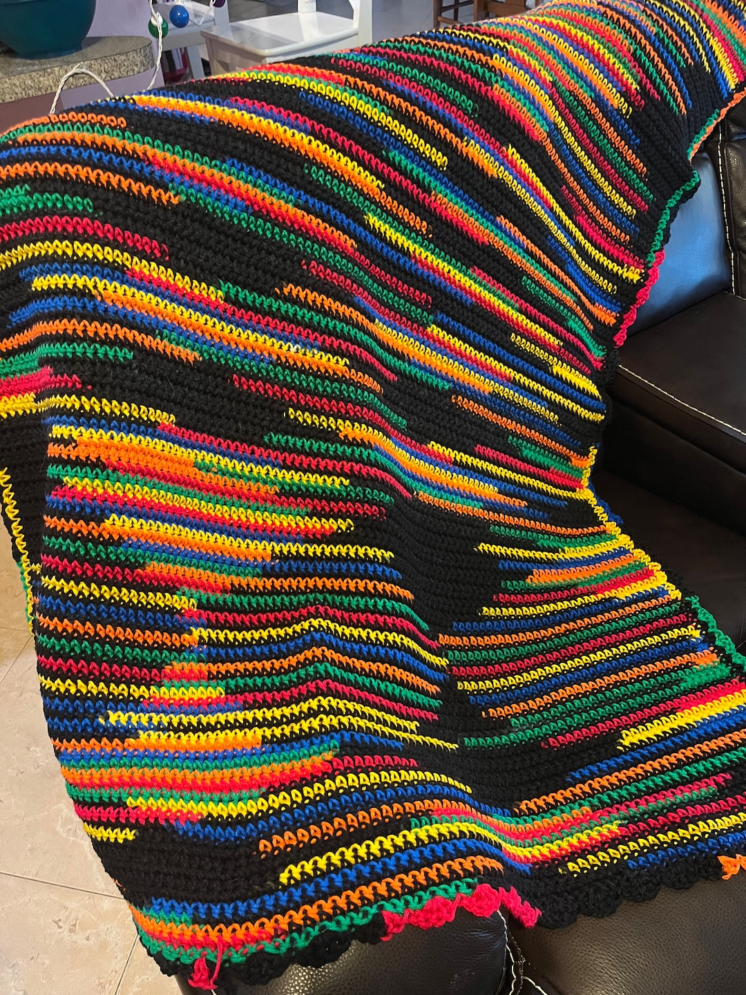 Geometric Rainbow Crocheted Afghan - Etsy