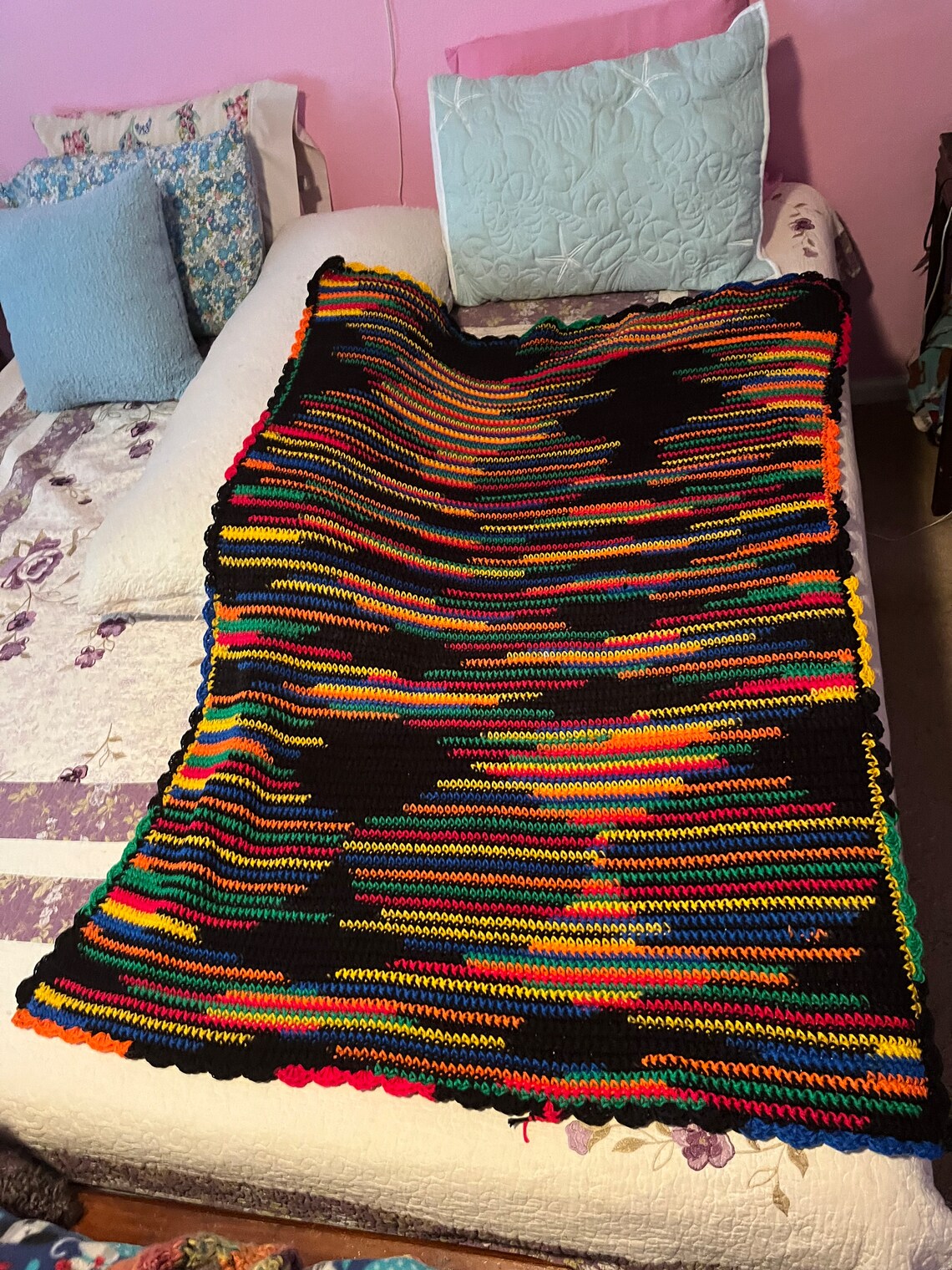 Geometric Rainbow Crocheted Afghan - Etsy