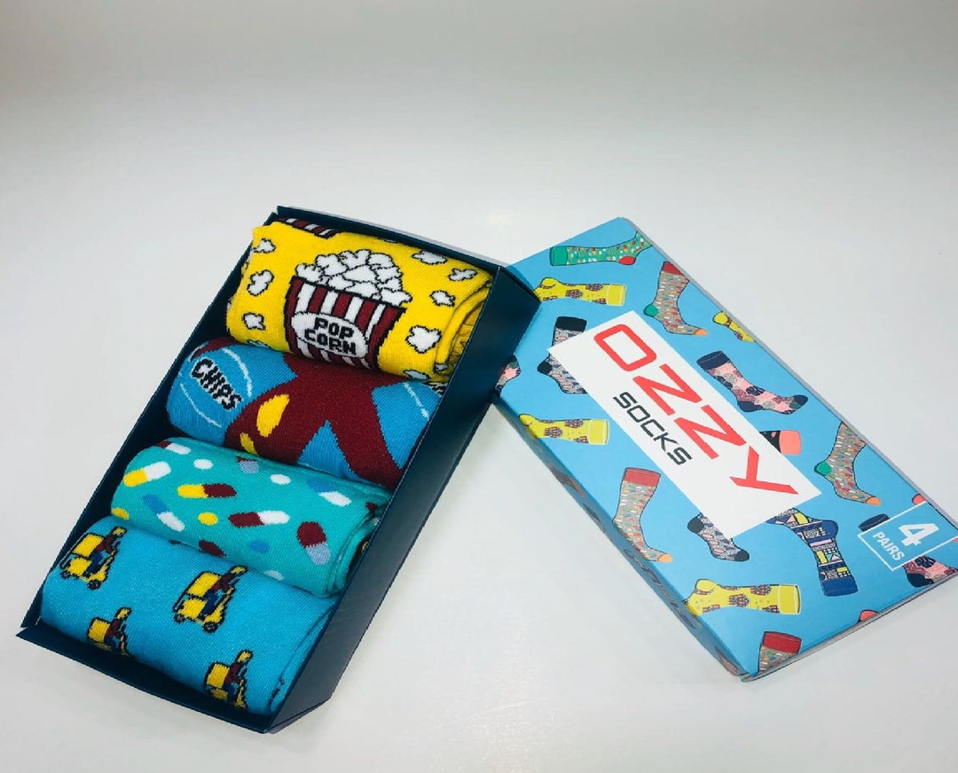 Mens Funny Socks 4 Pairs Designs in a Gift Box Size 6-11 - Etsy