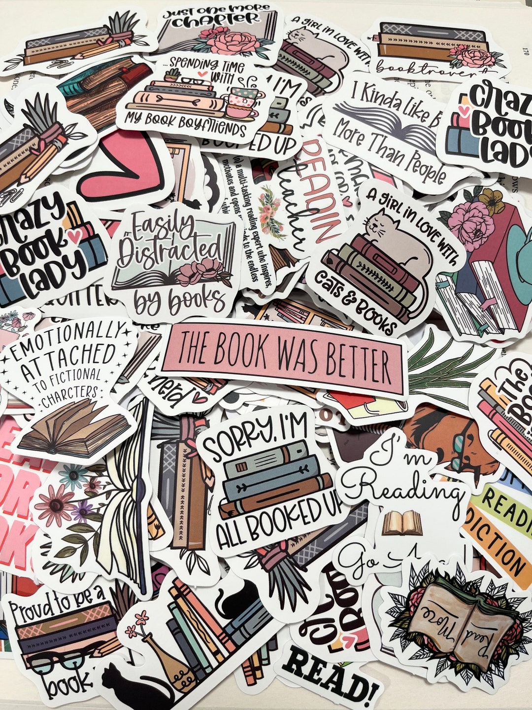 Reading Book Sticker Mystery Pack, Random Book Nook Die Cut Stickers ...