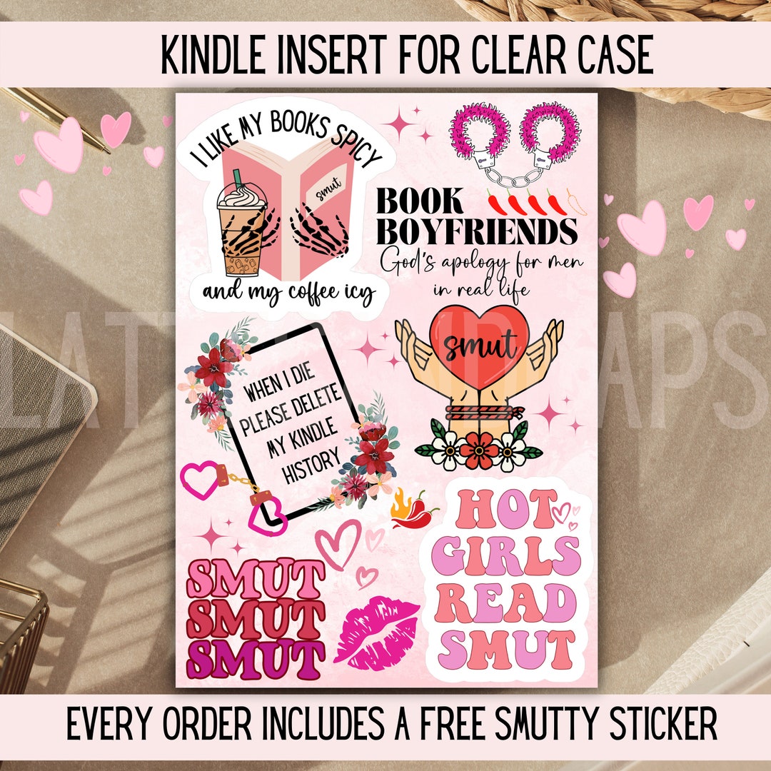 Smutty Pink Kindle Insert for Clear Case, Kindle Skin, Bookish Kindle ...