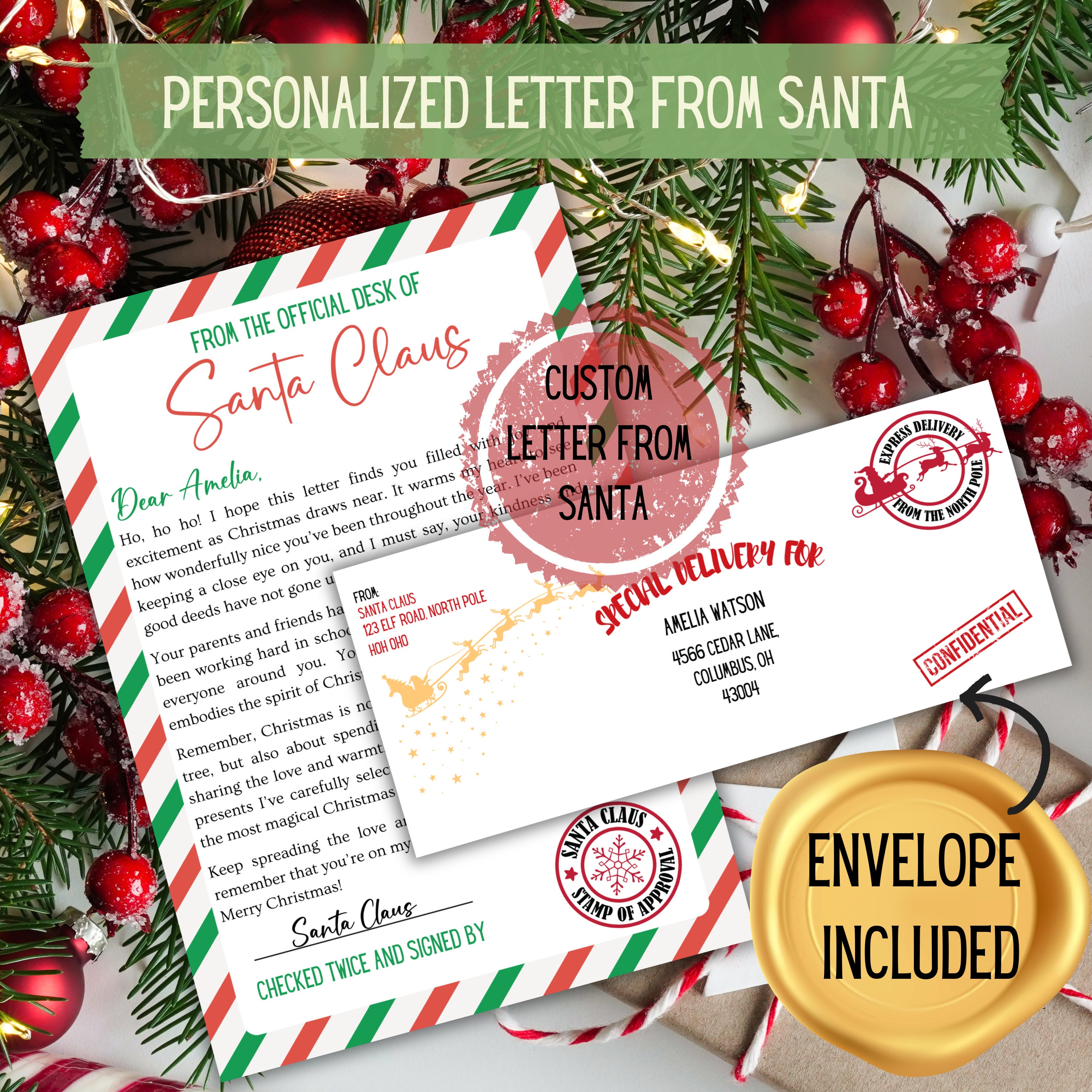 Personalized Letter From Santa and Nice List Certificate - Etsy
