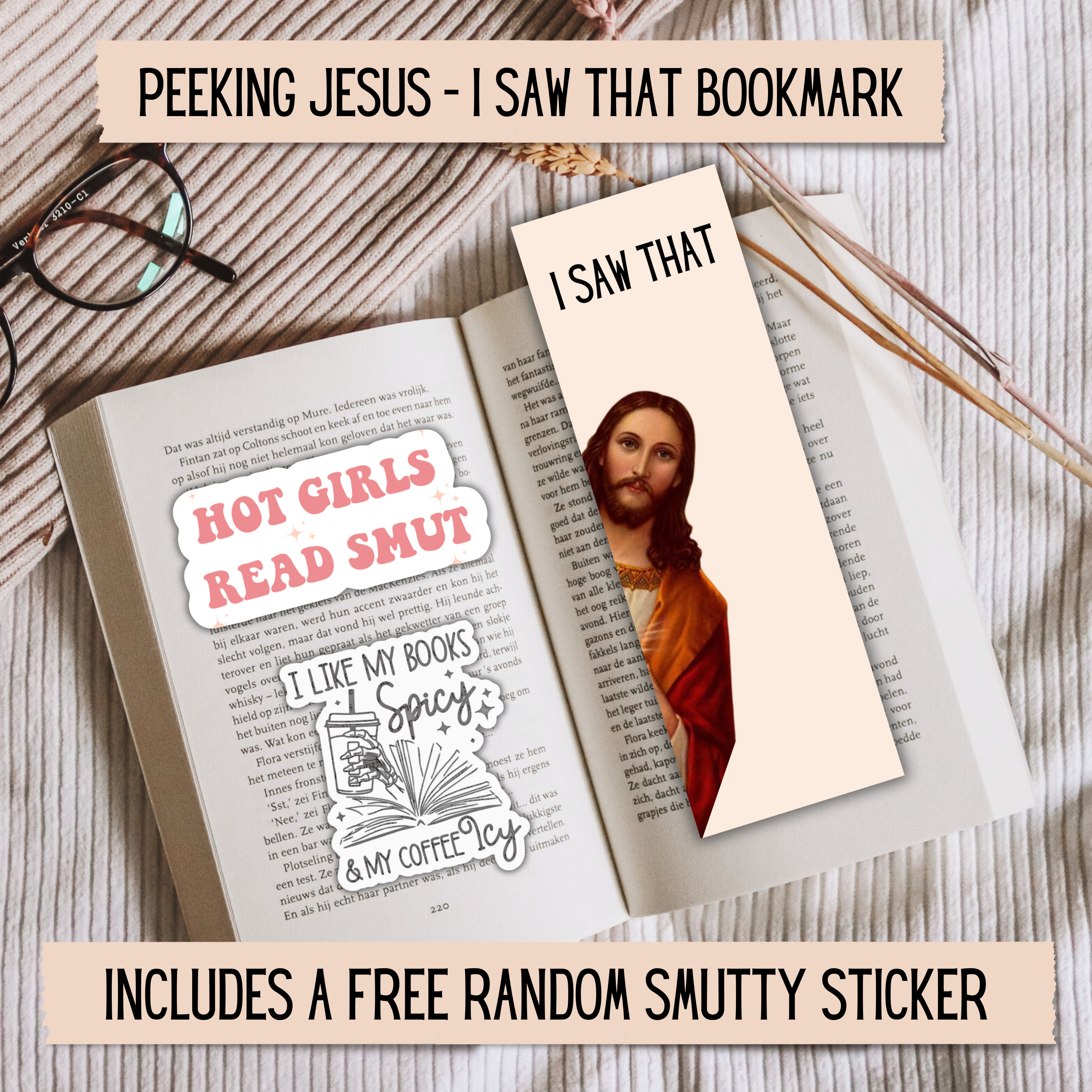 Peeking Jesus I Saw That Bookmark, Smutty Book Reading Stickers, Jesus ...