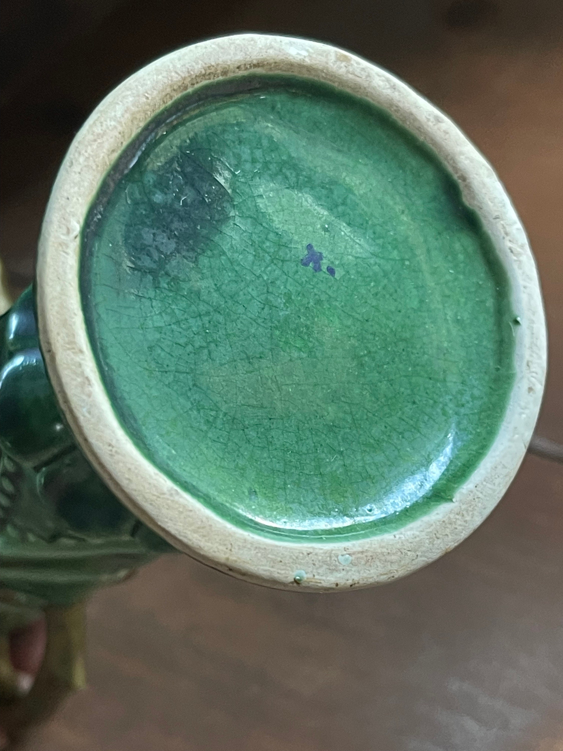 Vintage Tiki Vase Green and Gold Excellent Condition - Etsy