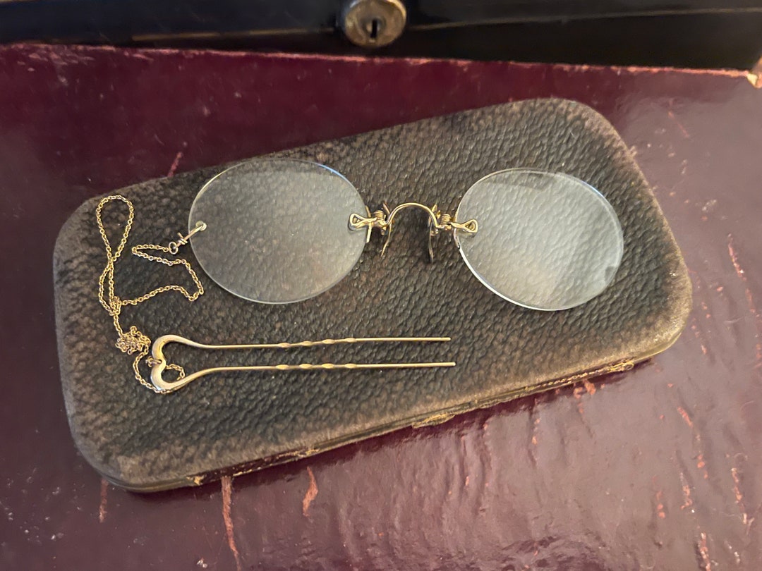 RARE Antique Gold Filled Spectacles With Gold Chain and Hair Clip ...