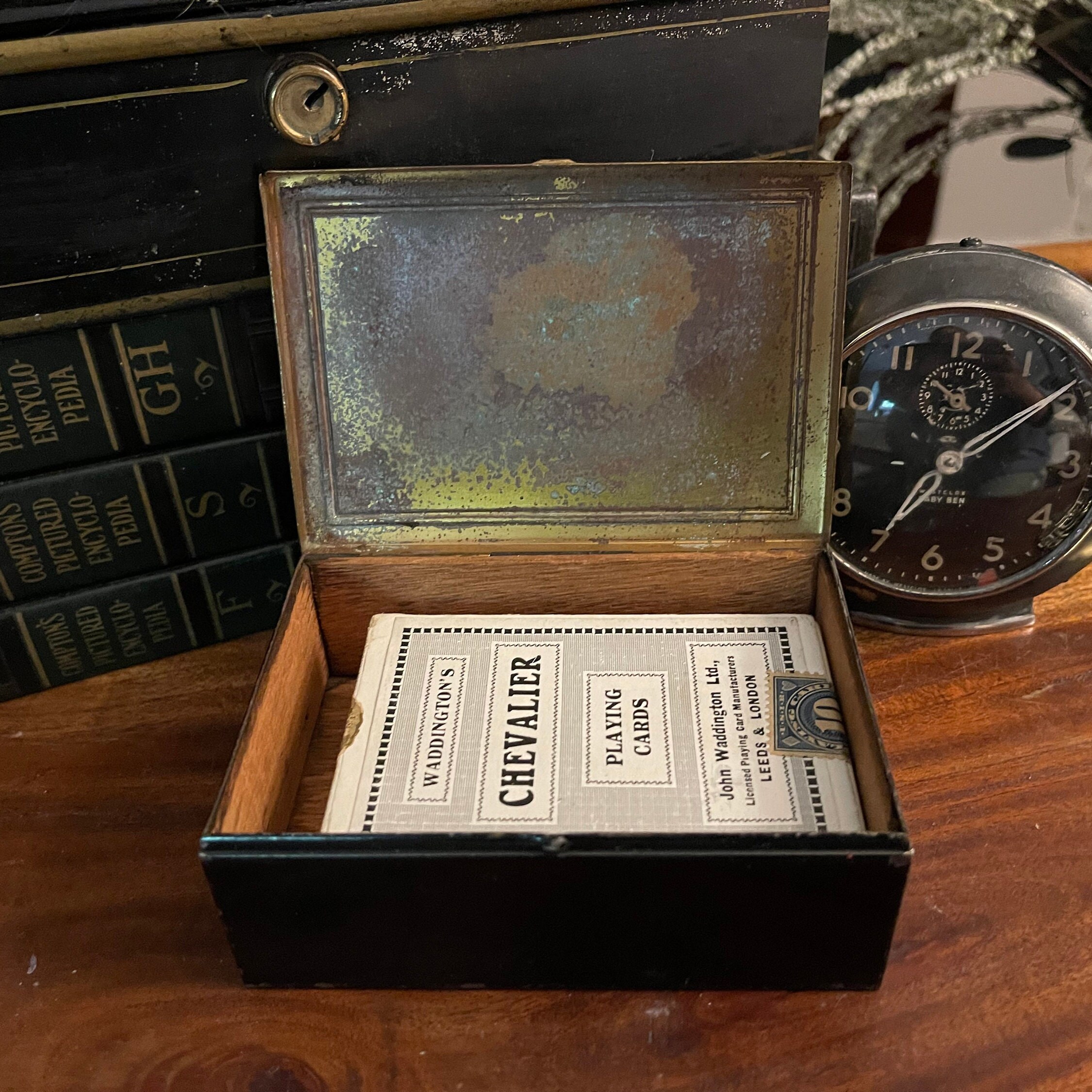 Vintage Cigarette Box With Wood Lining Black Red Gold - Etsy