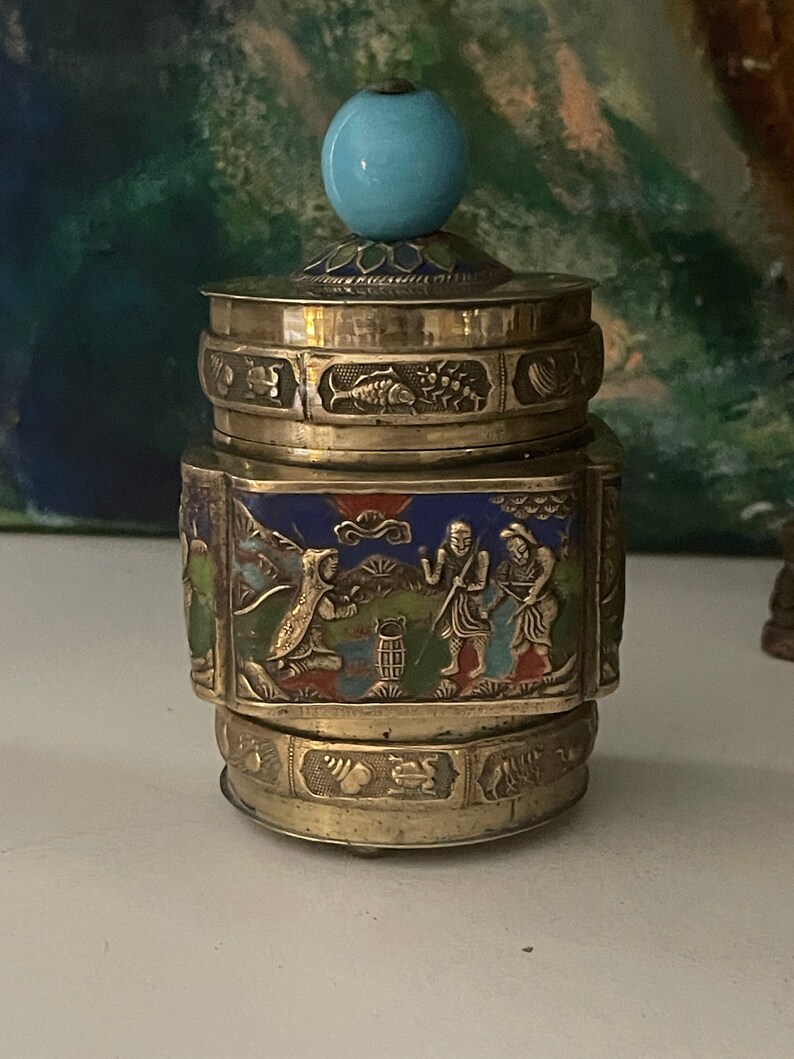 Older Chinese Unique Solid Brass and Enamel Special Tea Box - Etsy